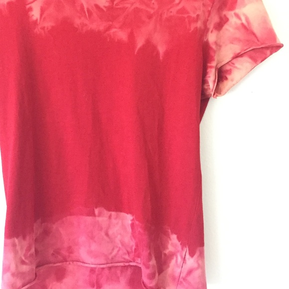 Tops | Custom Bleached Red Cutoff Tshirt Wide Neck Sm | Poshmark